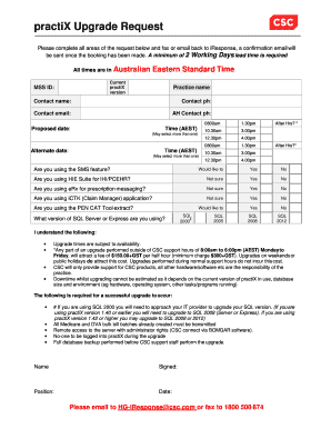Fillable Online Upgrade Request Form templatenon daylight savings Fax ...