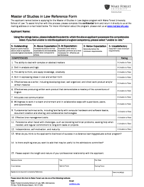 Fillable Online msl law wfu Master of Studies in bLawb Reference Form ...