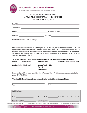 Fillable Online woodland-centre on VENDORS REGISTRATION FORM ANNUAL ...