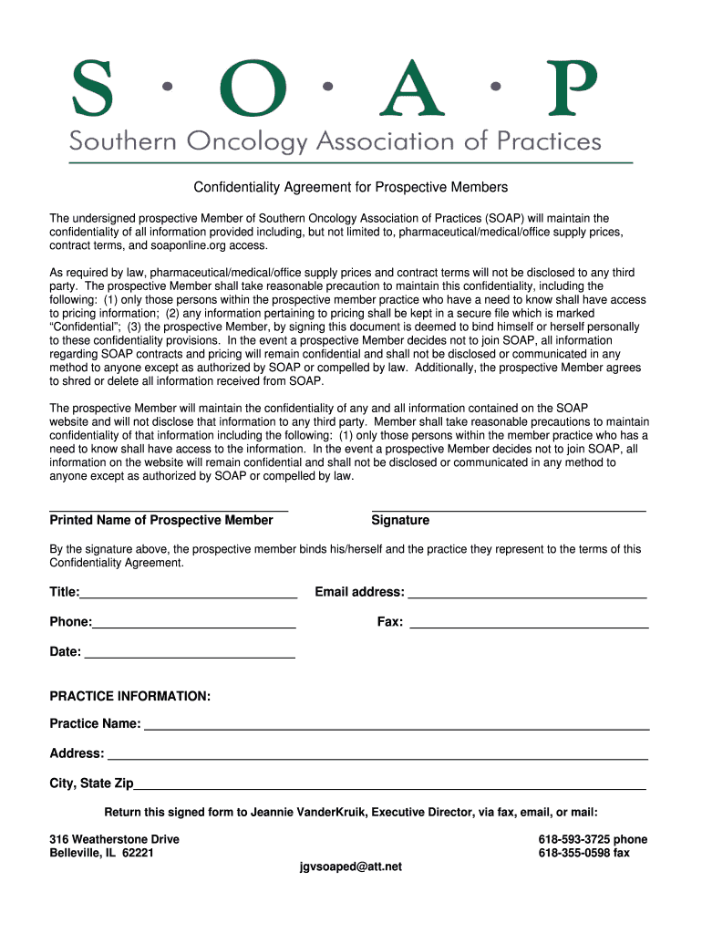 Fillable Online Confidentiality Agreement for Prospective Members ...