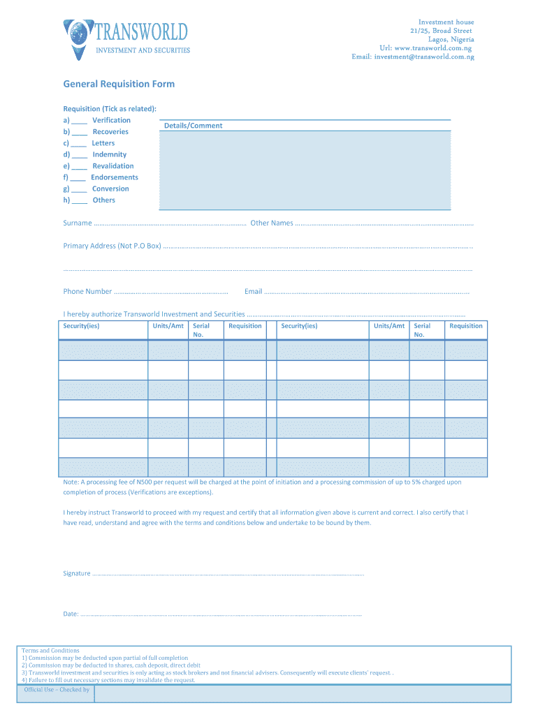 Fillable Online General Requisition Form Fax Email Print - pdfFiller