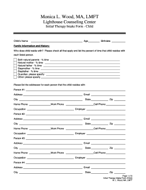 Fillable Online lighthousecounseling Initial Therapy Intake Form ...