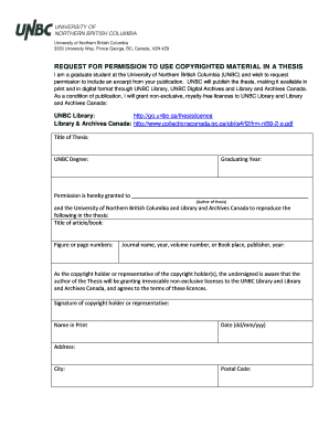 Fillable Online REQUEST FOR PERMISSION TO USE COPYRIGHTED MATERIAL IN A ...