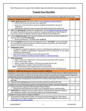 Fillable Online Transit bVisab Checklist - VFS Global Fax Email Print ...