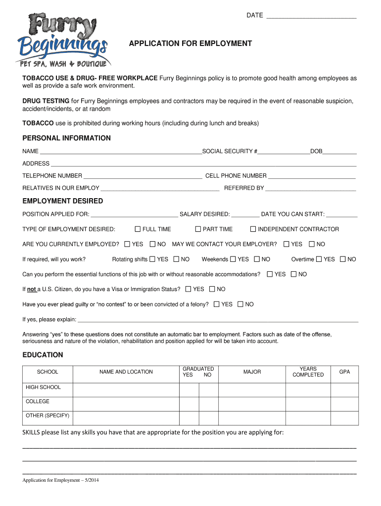 Fillable Online To download Furry Beginnings application Fax Email ...