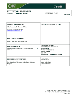 Fillable Online INVITATION TO TENDER Tender / Contract Form ADDRESS ...