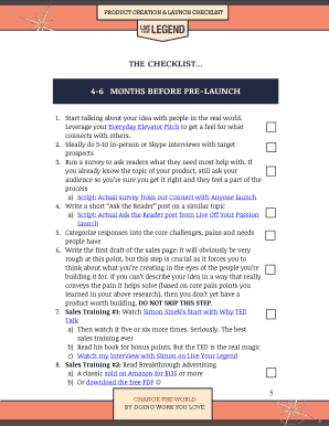 Fillable Online Product creation & launch checklist - Live Your Legend ...