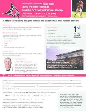 Fillable Online 2016 Middle School Camp Brochure - University of ...