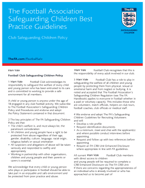 Fillable Online The Football Association Safeguarding Children Best ...