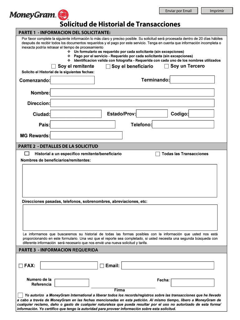Moneygram Historical Request Form - Fill Online, Printable, Fillable ...
