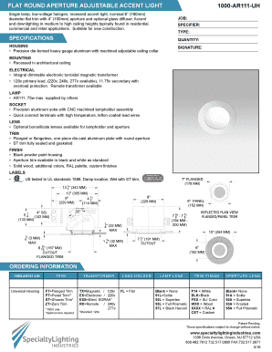 Fillable Online SERIES 1000 - FLAT PINHOLE ADJUSTABLE APERTURE ACCENT Fax Email Print - pdfFiller