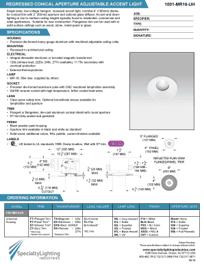 Fillable Online REGRESSED CONICAL APERTURE ADJUSTABLE ACCENT LIGHT ...