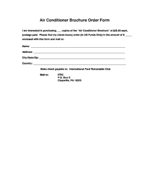 Fillable Online skyliner Air Conditioner Brochure Order Form ...