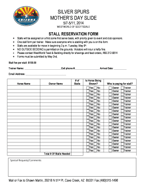 Fillable Online AZRHA Stall Form Fax Email Print - pdfFiller