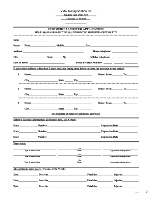 Fillable Online COMMERCIAL DRIVER APPLICATION FILL IN ALL BLANKS & Fax ...