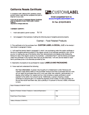 Fillable Online California Resale Cert - Food - Editable Formdocx Fax ...