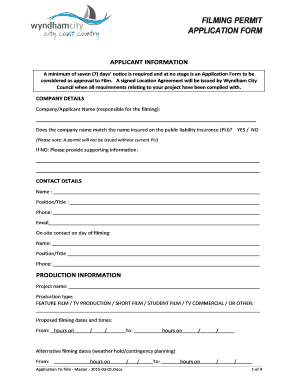 Fillable Online FILMING PERMIT APPLICATION FORM - bwyndhambbvicbbgovbau ...