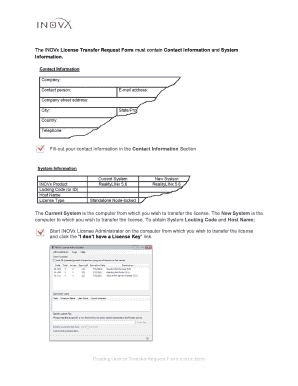 Fillable Online The bINOVxb License Transfer Request Form must contain ...