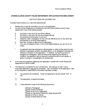 Fillable Online Athens-clarke county police department application for ...