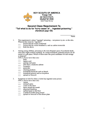 Fillable Online troop146 Second Class Requirement 7a - Troop 146 ...