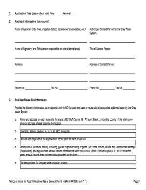 Fillable Online Type 3 NOI Gray Water Fax Email Print - pdfFiller