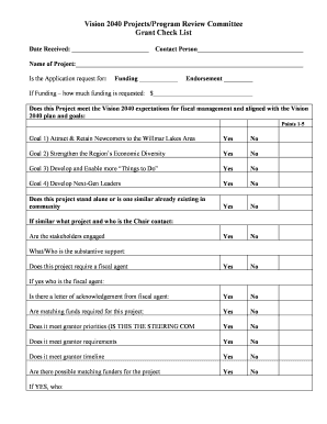 Fillable Online Vision 2040 ProjectsProgram Review Committee Grant ...