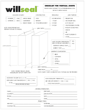 Fillable Online WILLSEAL VERTICAL CHECKLIST Fax Email Print - pdfFiller