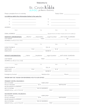 Fillable Online MEDICAL HX FORM - MULIT child Fax Email Print - pdfFiller