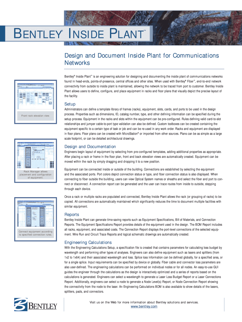 Fillable Online BENTLEY INSIDE PLANT Fax Email Print - pdfFiller
