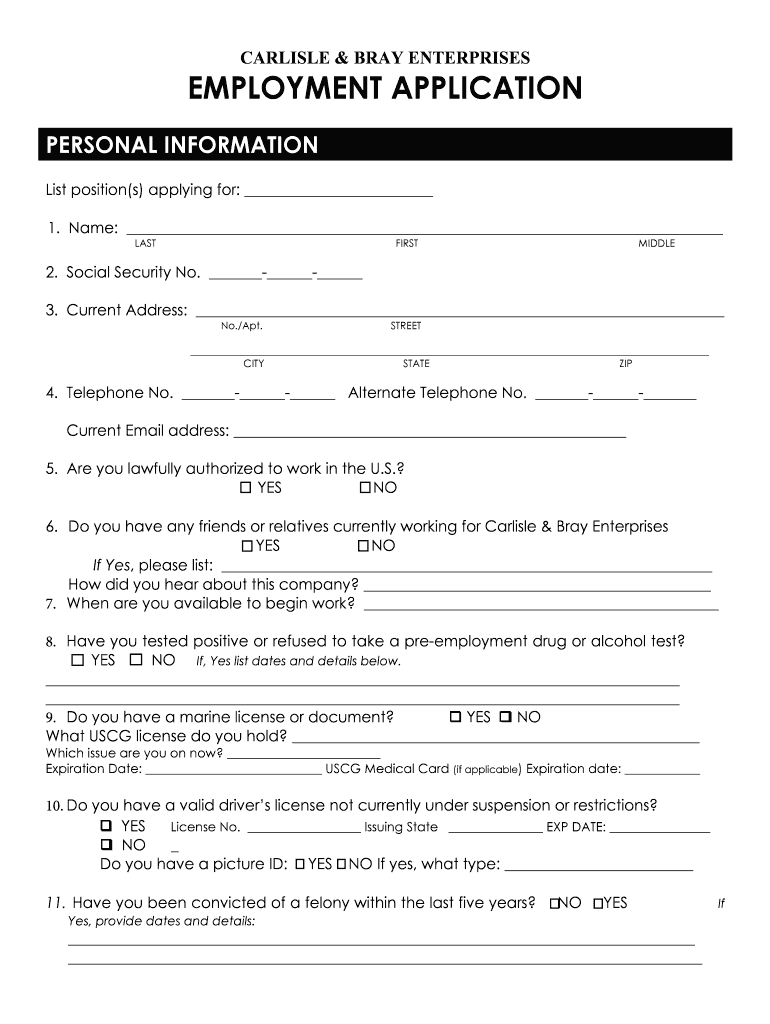 Fillable Online New CB- PRE-EMPLOYMENT APPLICATION-2-16-16doc Fax Email ...