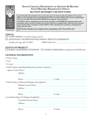 Fillable Online Section 106 project review form this is - SC State ...
