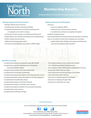 Fillable Online San Diego North Chamber of Commerce Membership Packet ...