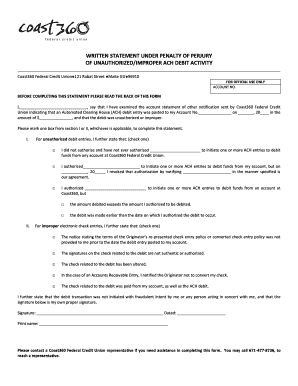 Fillable Online (ACH) Form - Coast 360 Federal Credit Union Fax Email ...