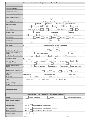 Fillable Online Correspondent Underwriting Exception Request Form ...