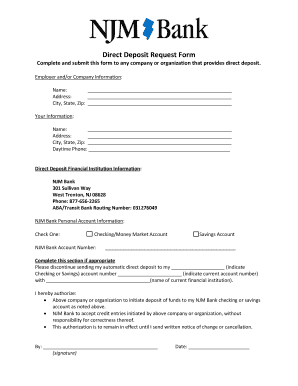 Njm Bank - Fill Online, Printable, Fillable, Blank | pdfFiller