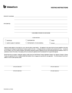 Fillable Online VESTING INSTRUCTIONS - Union Bank Fax Email Print ...