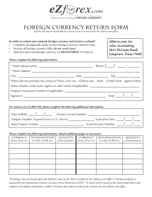 Fillable Online siucu FOREIGN CURRENCY RETURN FORM - SIU Credit Union ...