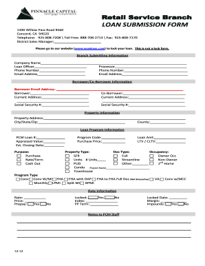 Fillable Online Loan Submission Form-RSB Version Fax Email Print ...