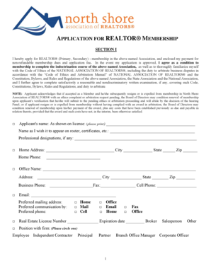 Fillable Online NSAR Application for REALTOR Members - North Shore ...