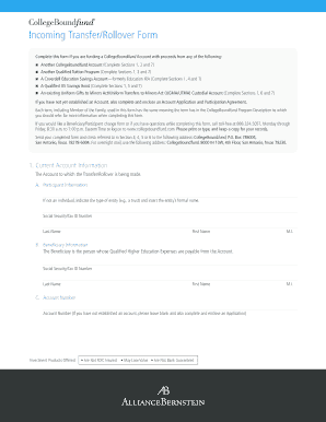 Fillable Online Incoming Transfer/Rollover Form Complete this form if ...