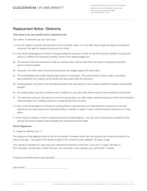 Fillable Online Replacement Form - Guggenheim Life Fax Email Print ...