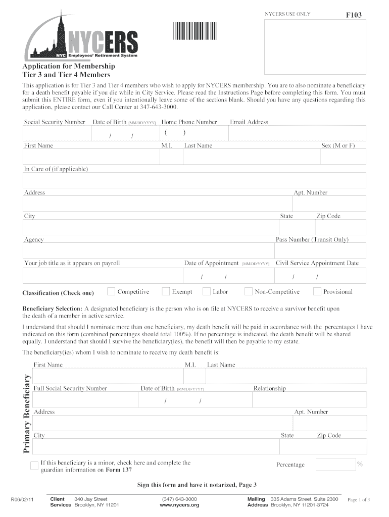 Fillable Online osaunion NYCERS Membership Application - Nycmea.org ...