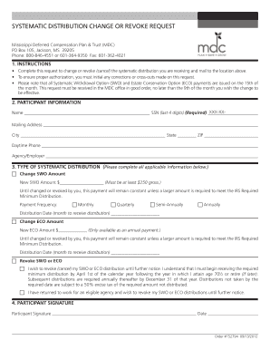Fillable Online SYSTEMATIC DISTRIBUTION CHANGE OR REVOKE REQUEST Fax ...
