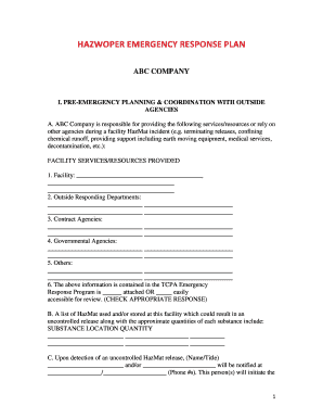 Fillable Online Hazwoper emergency response plan - SafetySmart ...