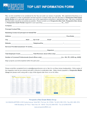 Fillable Online TOP LIST INFORMATION FORM Fax Email Print - pdfFiller