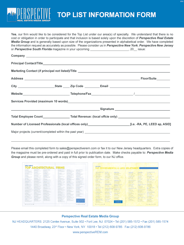 Fillable Online Top List Information Form Fax Email Print - pdfFiller