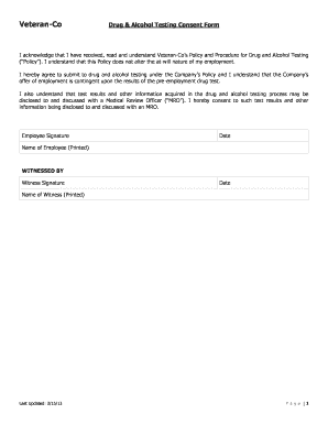 Fillable Online Drug & Alcohol Testing Consent Form Fax Email Print ...