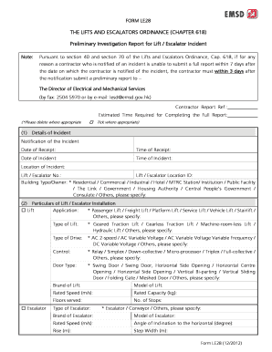 Fillable Online Form LE28 - Preliminary Investigation Report For Lift ... - Emsd.gov.hk Fax ...