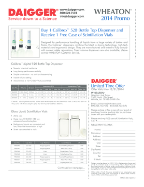 Fillable Online Details on the Wheaton Calibrex promotion pdf - Daigger ...