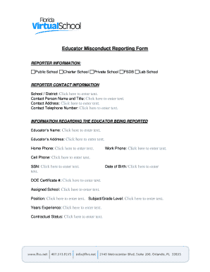 Fillable Online Educator Misconduct Reporting Form - Florida Virtual ...